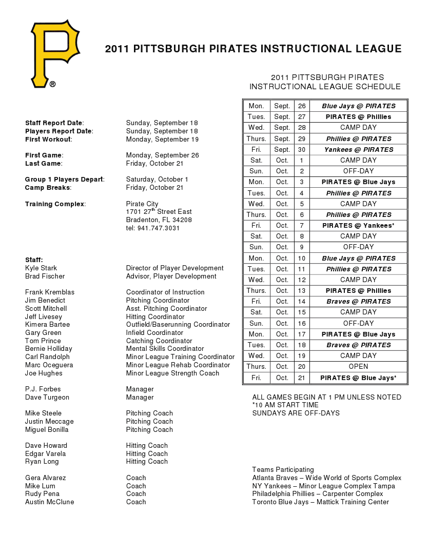 Pirates announce Fall Instructional League Roster - Ohio Valley Athletics Pirates announce Fall Instructional League Roster - Ohio Valley Athletics